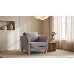 Sessel Home Affaire "Arellano, Breite 93 cm", latte, B:93cm H:87cm T:84cm, 100% polyester, Sessel, Sessel, klassisches Design, mit Massivholzf&uuml;&szlig;en, Webstoff fein, Chenille