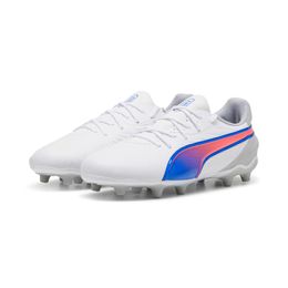Fu&szlig;ballschuh Puma "KING MATCH FG/AG JR", Kinder, Gr. 38, wei&szlig; (Puma wei&szlig;, blaumazing, flat light gray), Synthetik, Schuhe Fu&szlig;ballschuh, f&uuml;r Rasenpl&auml;tze, f&uuml;r Jugendliche