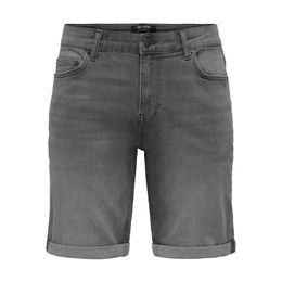 Only & Sons Shorts ONLY & SONS "ONSPLY PIM DNM SHORTS", Damen, Gr. XXL, N-Gr, medium grau denim, Web, Obermaterial: 65% Baumwolle, 18% Polyester, 15% Viskose, 2% Elasthan, unifarben, regular fit, Hosen Shorts