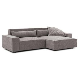 Ecksofa OTTO HOME "KINLEE Design-Sofa mit Recamiere rechts/links, Ma&szlig;e B/T/H 251/144/70cm", grau, B:251cm H:70cm T:144,5cm, 100% Polyester, Sofas, Ecksofa, L-Form mit Wellenunterfederung, ohne Bettfunktion, modern und beguem