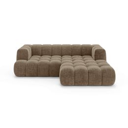 Ecksofa HOMSY BY ANA JOHNSON "XL BOUBELLE L-Form extra tief, Design-Sofa, Bubble-Optik, Breite 247cm", hellbraun, B:247cm H:75cm T:191cm, 100% Polyester, Sofas, Ecksofa, hoher Sitzkomfort dank Wellenunterfederung, modern, mit Steppung