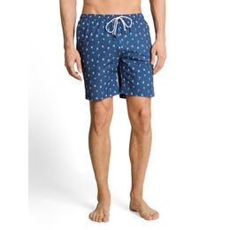 Badeshorts Tom Tailor Denim, Gr. L, N-Gr, blau wei&szlig; mini palm print, Web, Polyester, bedruckt, gemustert, Badehosen Badeshorts, Schwimmshorts mit Allover-Print