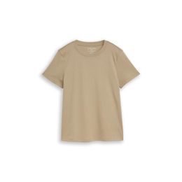 T-Shirt Tom Tailor, Damen, Gr. L, silber olive, Single Jersey, Obermaterial: 100% Baumwolle, unifarben, regular fit normal, Rundhals, gerader Abschluss, Shirts T-Shirt