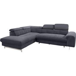 Ecksofa COTTA "Chef L-Form", schwarz, B:262cm H:72cm T:206cm, Chenille (90% Polyester, 10% Polyamid);Struktur (100% Polyester), Sofas, Ecksofa, mit Kopfteilverstellung, wahlweise mit Bettfunktion & Bettkasten
