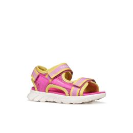 Sandale Geox "J SANDAL AIRADYUM GI", M&auml;dchen, Gr. 37, pink, gelb, Synthetik, Textil, Schuhe Sandale, Klettschuh mit Logo, Gr&ouml;&szlig;enschablone zum Download
