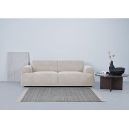 2,5-Sitzer Home Affaire "Linkka, Breite 217 cm", beige (natural), B:217cm H:75cm T:94cm, 90% PES, 10% Nylon, Sofas, 2 5-Sitzer, in einem weichen Chenille-Stoff, mit Wellenunterfederung