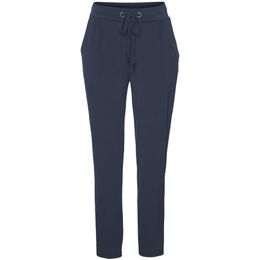 Schlupfhose Lascana, Damen, Gr. 40, N-Gr, blau (dunkelblau), Jersey, Obermaterial: 95% Polyester, 5% Elasthan, unifarben, figurumspielend kn&ouml;chellang, Hosen Schlupfhose, aus glatter Jerseyqualit&auml;t, leichte Sommerhose mit Taschen, b&uuml;gelfrei, Topseller