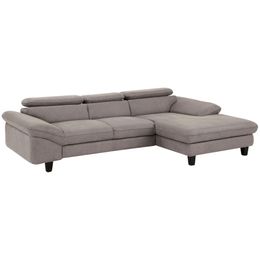 Ecksofa Home Affaire "Pilot L-Form", mud, B:268cm H:73cm T:108cm, 100% Polyester, Feinstruktur 75000 Scheuertouren, Struktur 35000 Scheuertouren, Microfaser 40000, Sofas, Ecksofa, mit Kopfteilverstellung, wahlweise mit Bettfunktion & Bettkasten