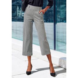 Culotte Lascana, Damen, Gr. 32/34, N-Gr, blau (schwarz kariert), Obermaterial: 65% Polyester, 31% Viskose, 4% Elasthan, Jacquardmuster, Minimalmuster, Basic, 7/8-L&auml;nge, Hosen Culotte, mit Jacquard Strickmuster oder uni schwarz