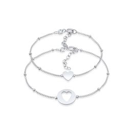 Armketten Set Elli "Armband Herz Liebe Cut Out Mutter Kind Set 925 Silber" Gr. 160, silber, Armb&auml;nder, Damen, Silber 925 (Sterlingsilber), Armketten Set