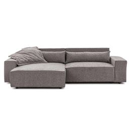 Ecksofa OTTO HOME "KINLEE Design-Sofa mit Recamiere rechts/links, Ma&szlig;e B/T/H 251/144/70cm", grau, B:251cm H:70cm T:144,5cm, 100% Polyester, Sofas, Ecksofa, L-Form mit Wellenunterfederung, ohne Bettfunktion, modern und beguem