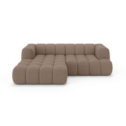 Ecksofa HOMSY BY ANA JOHNSON "XL BOUBELLE L-Form extra tief, Design-Sofa, Bubble-Optik, Breite 247cm", braun, B:247cm H:75cm T:191cm, 100% Polyester, Sofas, Ecksofa, hoher Sitzkomfort dank Wellenunterfederung, modern, mit Steppung