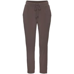Schlupfhose Lascana, Damen, Gr. 34, N-Gr, grau (taupe), Jersey, Obermaterial: 95% Polyester, 5% Elasthan, unifarben, figurumspielend kn&ouml;chellang, Hosen Schlupfhose, aus glatter Jerseyqualit&auml;t, leichte Sommerhose mit Taschen, b&uuml;gelfrei, Topseller
