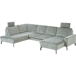 Wohnlandschaft DIE PLANBAR, amira salbei, B:332cm H:114cm T:220cm, 100% Polyester, Sofas, Wohnlandschaft, wahlweise mit Kopfst&uuml;tzen und Sitztiefenverstellung
