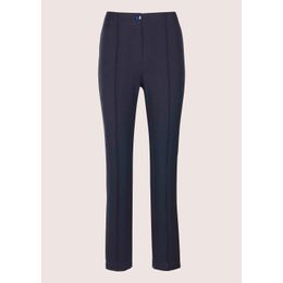 Madeleine Mode Stoffhose MADELEINE "Schlupfhose Slim Fit Stretchhose mit Biesen", Damen, Gr. 18, N + K Gr, blau (marine), Obermaterial: 78% Polyester PES. 18% Viskose CV. 4% Elasthan EL., Hosen Stoffhose