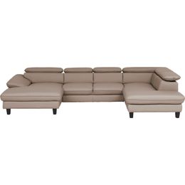Wohnlandschaft Home Affaire "Pilot U-Form", sand, B:331cm T:108cm, Sofas, Wohnlandschaft, mit Kopfteilverstellung, wahlweise mit Bettfunktion & Bettkasten