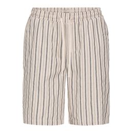 Bermudas Blend "BHMAXIM RELX EASYPULL WOVENSHS", Damen, Gr. L, N-Gr, bleachedsand, Web, Obermaterial: 100% Baumwolle, gestreift, relaxed fit kniefrei, Hosen Bermudas