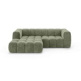 Ecksofa HOMSY BY ANA JOHNSON "BOUBELLE L-Form, Design-Sofa mit Steppung, Bubble-Optik, Breite 247 cm", gr&uuml;n, B:247cm H:75cm T:156cm, 100% Polyester, Sofas, Ecksofa, hoher Sitzkomfort dank Wellenunterfederung, gem&uuml;tlich und modern
