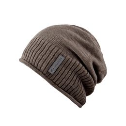 Beanie Chillouts "Etienne Hat", Damen, braun (walnut), Strick, Baumwolle, unifarben, M&uuml;tzen Beanie, Strickbeanie mit Rollkante