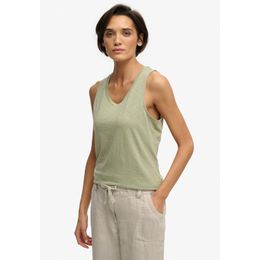 Tanktop Superdry "SCOOP NECK TANK", Damen, Gr. L, dusty sage, Jersey, Obermaterial: 60% Baumwolle, 40% Lyocell, unifarben, regular fit normal, Rundhals, Tops Tanktop, Baumwollmischung, regular fit