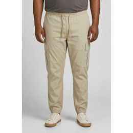 Jack & Jones PlusSize Cargohose "JPSTKANE DYLAN CUFFED CARGO RET PLS", Herren, Gr. 42 (4XL), L&auml;nge 30, crockery, Web, Obermaterial: 98% Baumwolle, 2% Elasthan, JACK & JONES PLUSSIZE, unifarben, relaxed fit lang, Hosen Cargohose, Baumwollmischung, relaxed fit