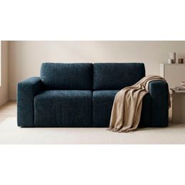 2-Sitzer DOMO collection "700047", blau, B:207cm H:89cm T:105cm, 100% Polyester, Sofas, 2-Sitzer, Ausziehbar, Schlaffunktion