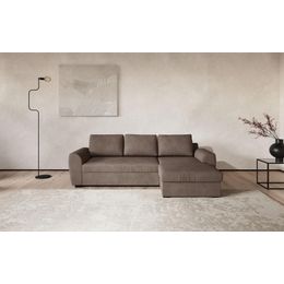 Ecksofa COTTA "Drift L-Form Recamiere, Breite 253 cm", taupe, B:253cm H:86cm T:154cm, 96% POLYESTER (PES) 4% POLYAMID(PA), Sofas, Ecksofa, optional auch mit Schlaffunktion, Wellenunterfederung