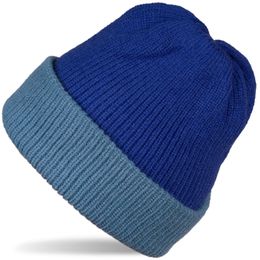 Strickm&uuml;tze styleBREAKER "Wende Feinstrick Beanie doppelt gestrickt", Damen, blau (blau, taubenblau), Obermaterial: 80% Viskose CV. 20% Polyacryl PAN., Modisch, M&uuml;tzen Strickm&uuml;tze