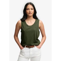 Tanktop Superdry "SCOOP NECK TANK", Damen, Gr. L, four leaf clover, Jersey, Obermaterial: 60% Baumwolle, 40% Lyocell, unifarben, regular fit normal, Rundhals, Tops Tanktop, Baumwollmischung, regular fit
