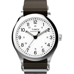 Quarzuhr Timex "WEEKENDER NEW ENGLAND", braun, Armbanduhren, Herren, Quarzuhr, Armbanduhr, Herrenuhr, Lederarmband, Leuchtzeiger, analog