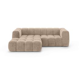 Ecksofa HOMSY BY ANA JOHNSON "BOUBELLE L-Form, Design-Sofa mit Steppung, Bubble-Optik, Breite 247 cm", dunkelbeige, B:247cm H:75cm T:156cm, 100% Polyester, Sofas, Ecksofa, hoher Sitzkomfort dank Wellenunterfederung, gem&uuml;tlich und modern