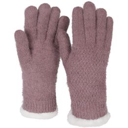 Strickhandschuhe styleBREAKER "Strickhandschuhe mit Reiskornmuster und Fleece", Damen, rosa (mauve), Modisch, Handschuhe Strickhandschuhe