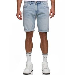 Shorts INDICODE "INKaden", Damen, Gr. L, N-Gr, foam blau, Denim/Jeans, Obermaterial: 98% Baumwolle, 2% Elasthan, unifarben, regular fit knielang, Hosen Shorts