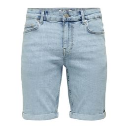 Only & Sons Shorts ONLY & SONS "ONSPLY PIM DNM SHORTS", Damen, Gr. XL, N-Gr, light blau denim, Web, Obermaterial: 65% Baumwolle, 18% Polyester, 15% Viskose, 2% Elasthan, unifarben, regular fit, Hosen Shorts