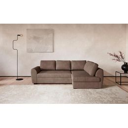Ecksofa COTTA "Drift L-Form Ottomane, Breite 253 cm", taupe, B:253cm H:86cm T:154cm, 96% POLYESTER (PES) 4% POLYAMID(PA), Sofas, Ecksofa, optional auch mit Schlaffunktion, Wellenunterfederung
