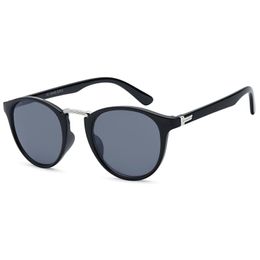 Sonnenbrille styleBREAKER "Sonnenbrille mit runden Gl&auml;sern und Metall Nasensteg", Herren, grau (gestell schwarz, silber, glas grau get&ouml;nt), Modisch, Sonnenbrillen Sonnenbrille