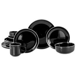 Kombiservice Creatable "Nordic Gourmet, Service 10-tlg.", schwarz, 10, Steinzeug, Geschirr-Sets, Kombiservice, Minimalistisches Design, Gl&auml;nzende Glasur, Nordische &Auml;sthetik