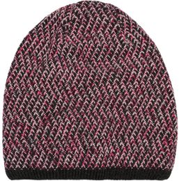 Strickm&uuml;tze styleBREAKER "Strick Beanie M&uuml;tze Dreieck Bunt mit Thermo-Fleece", Damen, grau (dunkelgrau, pink), 75% Polyacryl PAN. 15% Polyamid PA. 10% Wolle WO., Modisch, M&uuml;tzen Strickm&uuml;tze