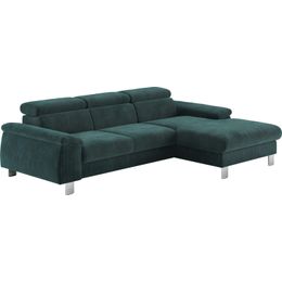 Ecksofa COTTA "Komaris L-Form, B: 244 cm", hunter, B:244cm H:72cm T:166cm, 88% POLYESTER (PES) 12% POLYAMID (PA), Sofas, Ecksofa, mit Kopfteilverstellung, optional Bettfunktion, Bettkasten & Licht
