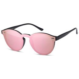 Sonnenbrille styleBREAKER "Monoglas Sonnenbrille Shield Brille UV400", Herren, pink (gestell schwarz, glas pink verspiegelt), Modisch, Sonnenbrillen Sonnenbrille