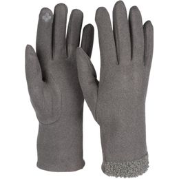 Fleecehandschuhe styleBREAKER "Touchscreen Handschuhe Teddyfell", Damen, grau (dunkelgrau), Obermaterial: 50% Viskose CV. 50% Polyester PES., Modisch, Handschuhe Fleecehandschuhe