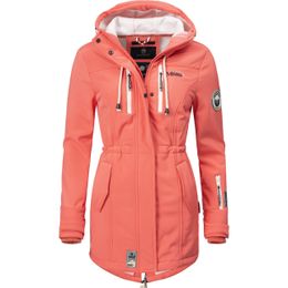 Funktionsmantel Marikoo "Zimtzicke", Damen, Gr. S (36), rot (coral), Oberstoff: 98% Polyester, 2% Elasthan. Futter: 100% Polyester. &Auml;rmelfutter: 100% Polyester, figurbetont Po-bedeckend, hoch geschlossener Ausschnitt, &Auml;rmel ohne &Auml;rmelschlitz Rippstrickb&uuml;ndchen mit Klettverschluss, M&auml;ntel, Softshell Parka mit Kapuze