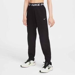 Sporthose Nike "G NP DF FLC JGGR", Kinder, Gr. L, N-Gr, schwarz, schwarz, schwarz, wei&szlig;, Obermaterial: 62% Baumwolle, 38% Polyester, Hosen Sporthose, aus Baumwolle und Polyester, pflegeleicht, strapazierf&auml;hig