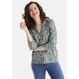 3/4-Arm-Shirt STOOKER WOMEN "MARIE Print Shirt Bluse 3/4-Arm", Damen, Gr. 40/42, gr&uuml;n abstract aop, Jersey, 100% Baumwolle, regular fit, V-Ausschnitt, Shirts 3/4-Arm-Shirt, Regular Fit Shirt Bluse Baumwolle Shirt Knopfleiste f&uuml;r Damen