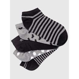 w&auml;schepur Sneakersocken W&Auml;SCHEPUR, Damen, Gr. 1/35, schwarz, gemustert, grau, gemustert, 80% Baumwolle, 18% Polyamid, 2% Elasthan, Socken Sneakersocken