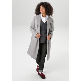 Kurzmantel ANISTON PLUS, Damen, Gr. 44, grau (grau, kariert), Web, Obermaterial: 100% Polyester. Futter: 100% Polyester, kariert, figurumspielend kniebedeckend, M&auml;ntel Kurzmantel, in ausdrucksvollem Karo-Dessin