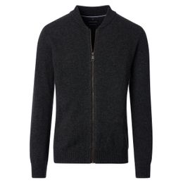 Strickjacke Casamoda "Casamoda Strickjacke uni", Herren, Gr. L, grauschwarz, 80% Wolle, 20% Nylon, Strickjacken Strickjacke