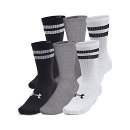 Tennissocken Under Armour "UA Essential 6pk Crew", Kinder, Gr. L (42/47), schwarz-wei&szlig; (schwarz, wei&szlig;, grau), Polyester, unifarben mit Farbeinsatz, elastisch, Socken Tennissocken, f&uuml;r vielseitige Eins&auml;tze, sportlicher Stil, Sechserpack
