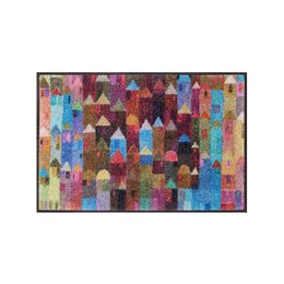 Fu&szlig;matte Gr. 1, bunt (bordeaux, blaugr&uuml;n, bedruckt), B:50cm H:7mm L:75cm, Polyamid, Teppiche, Fu&szlig;matte