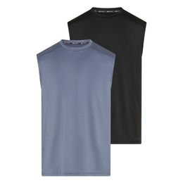 Funktionsshirt OCEAN SPORTSWEAR "atmungsaktiv, quick-dry", Herren, Gr. L (52/54), grau, schwar, Jersey, Obermaterial: 92% Polyester, 8% Elasthan, unifarben, schmal, Rundhals, Shirts Funktionsshirt, schmale Passform, Rundhalsausschnitt, unifarben
